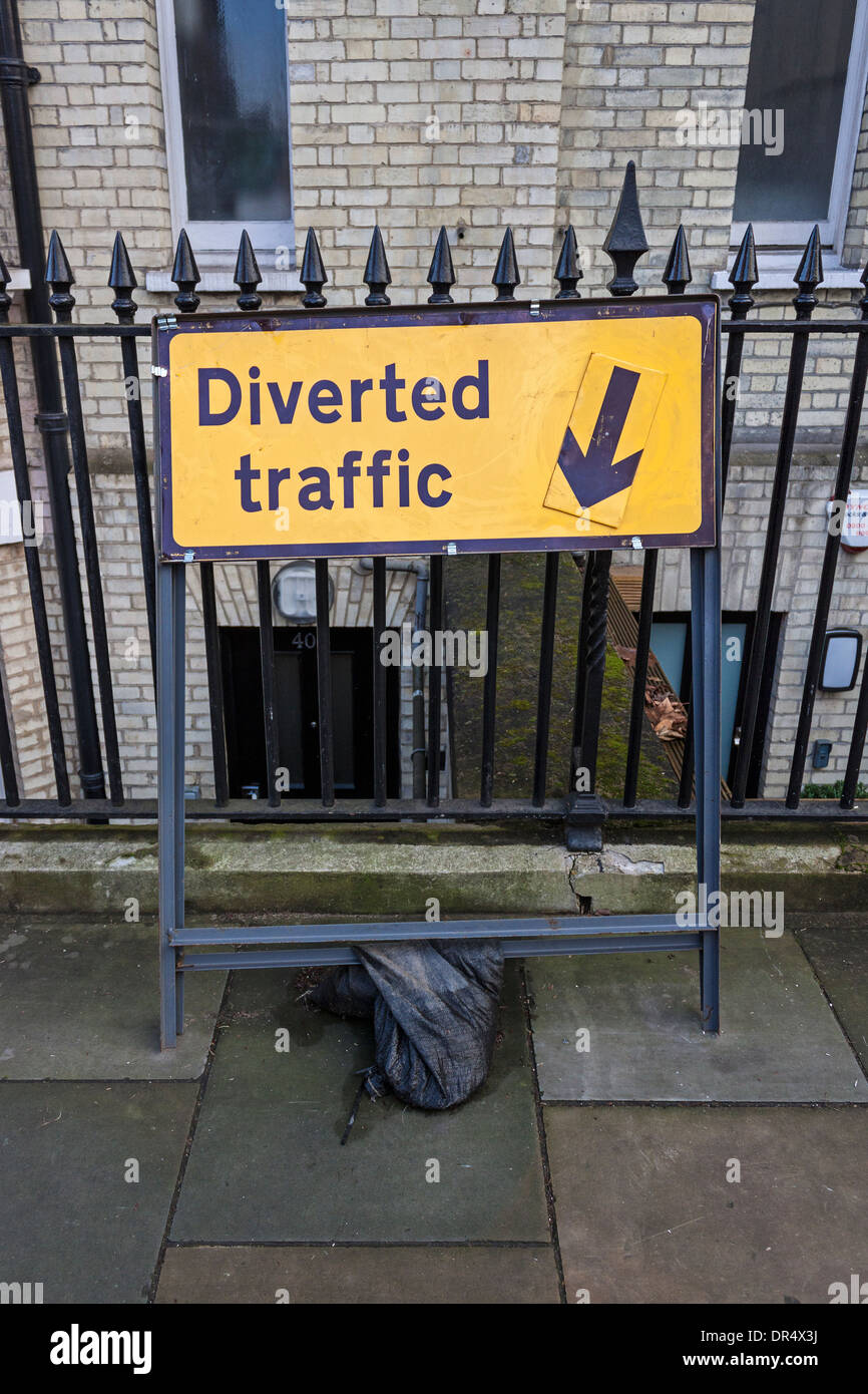 Diverted traffic sign hi-res stock photography and images - Alamy