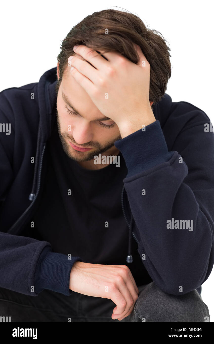 Close-up of a stressed handsome young man Stock Photo - Alamy