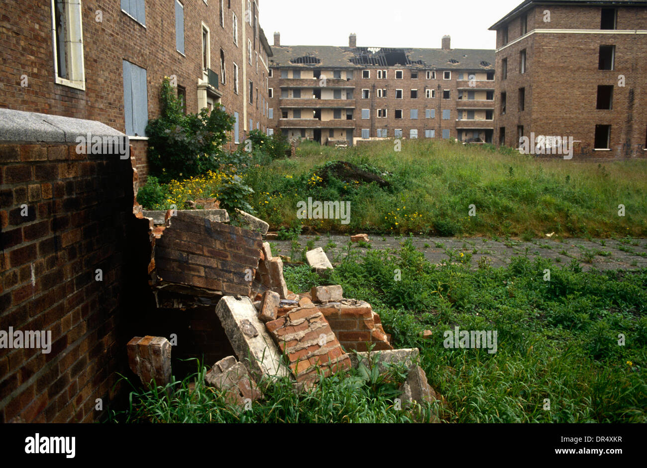 A low, wide landscape of dereliction and poverty on a Toxteth estate ...