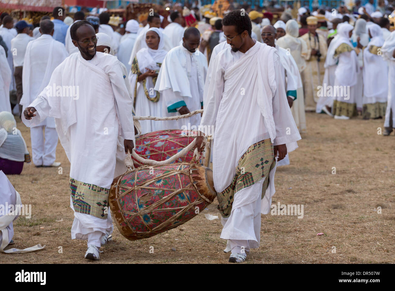 Addis Ababa, Ethiopian . 18th Jan, 2014. Clergymen carry a kebero, a ...