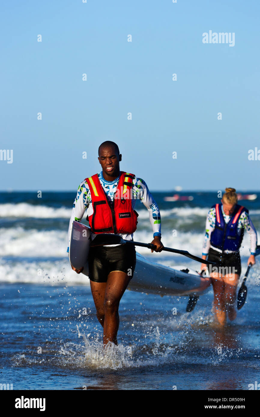 Surfski race Addington Beach Durban South Africa January 2014 Stock ...
