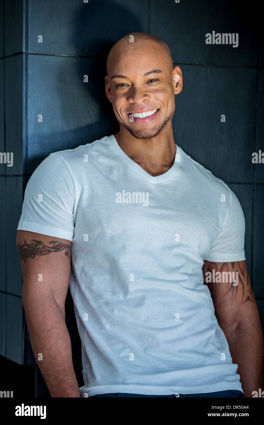 Mixed race man smiling Stock Photo - Alamy