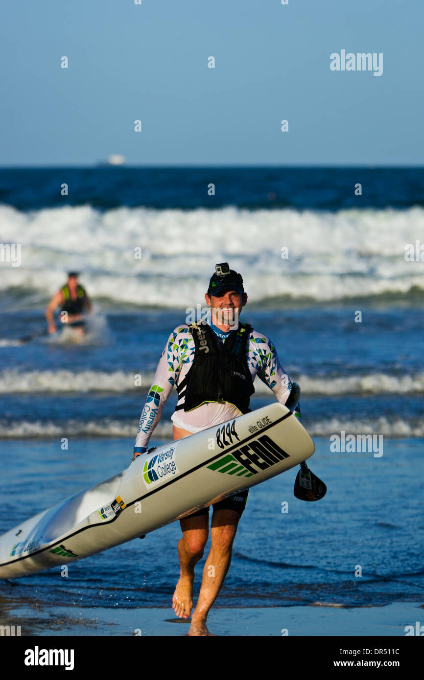 Surfski race Addington Beach Durban South Africa January 2014 Stock ...
