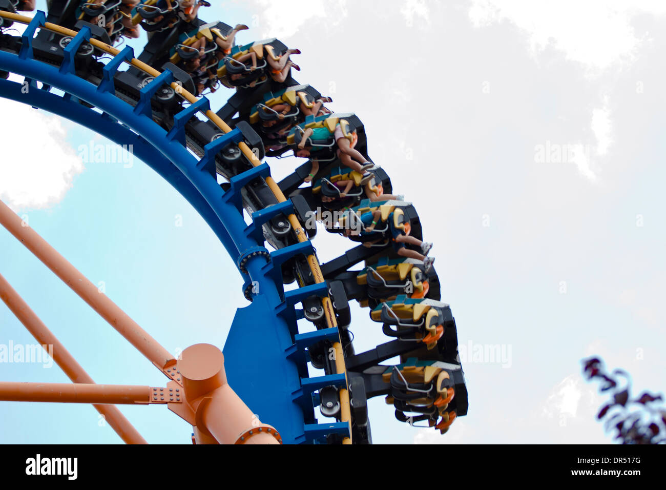 roller coaster rails against blue sunny summer sky Stock Photo - Alamy