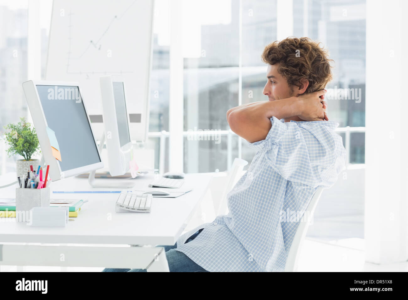 Business man behind monitor using hi-res stock photography and images ...