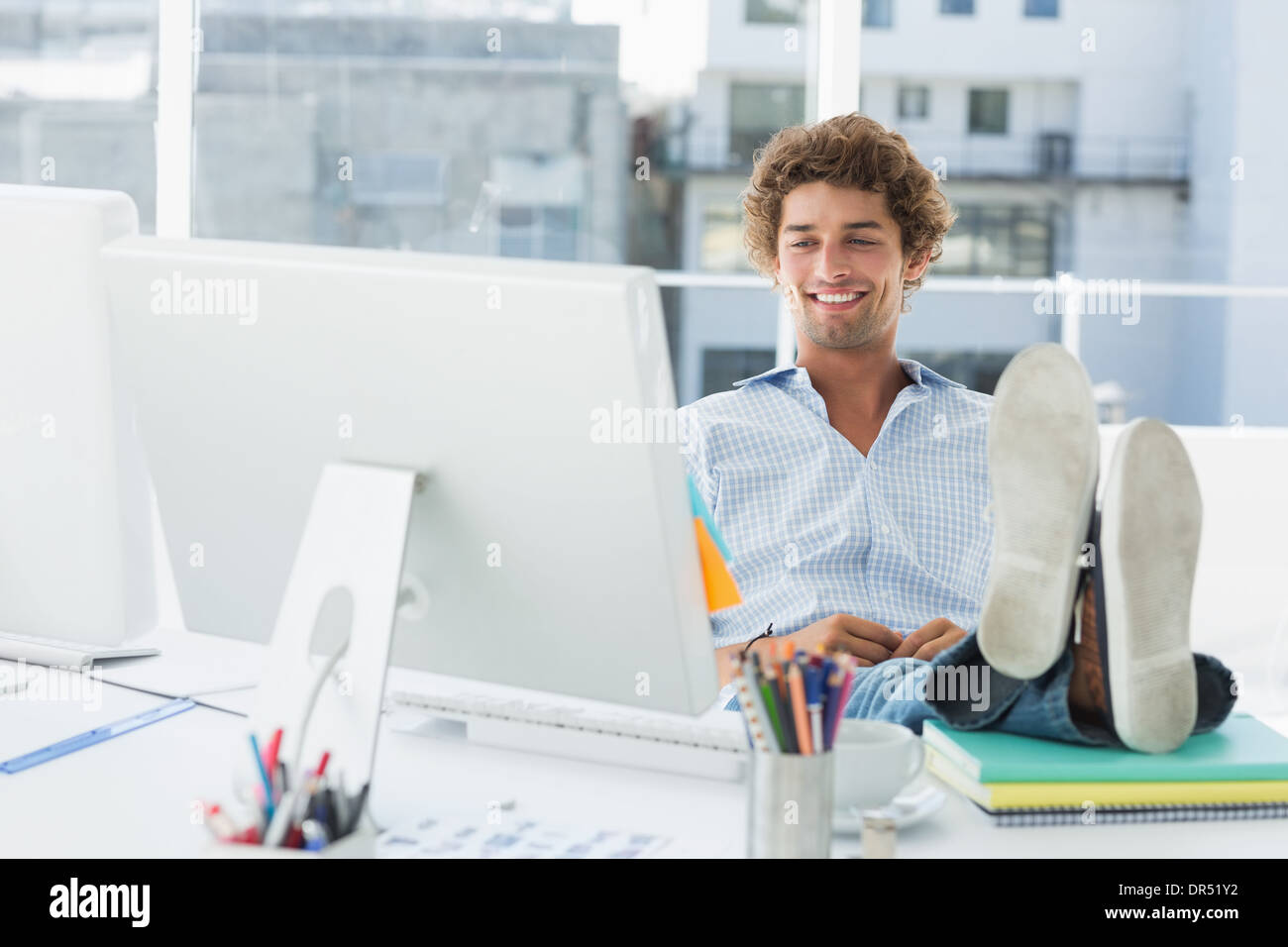 Legs On The Desk High Resolution Stock Photography and Images - Alamy