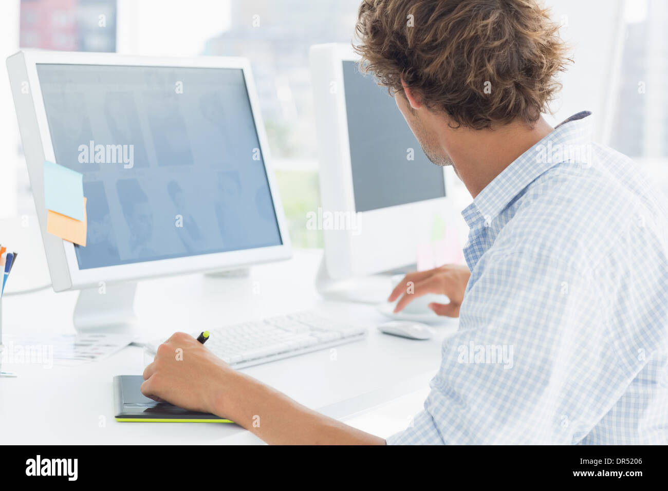 Artist Drawing Something On Graphic High Resolution Stock Photography ...