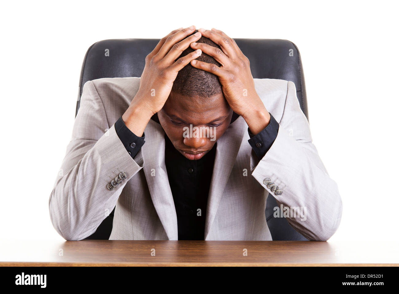 Sad young black businessman hi-res stock photography and images - Alamy
