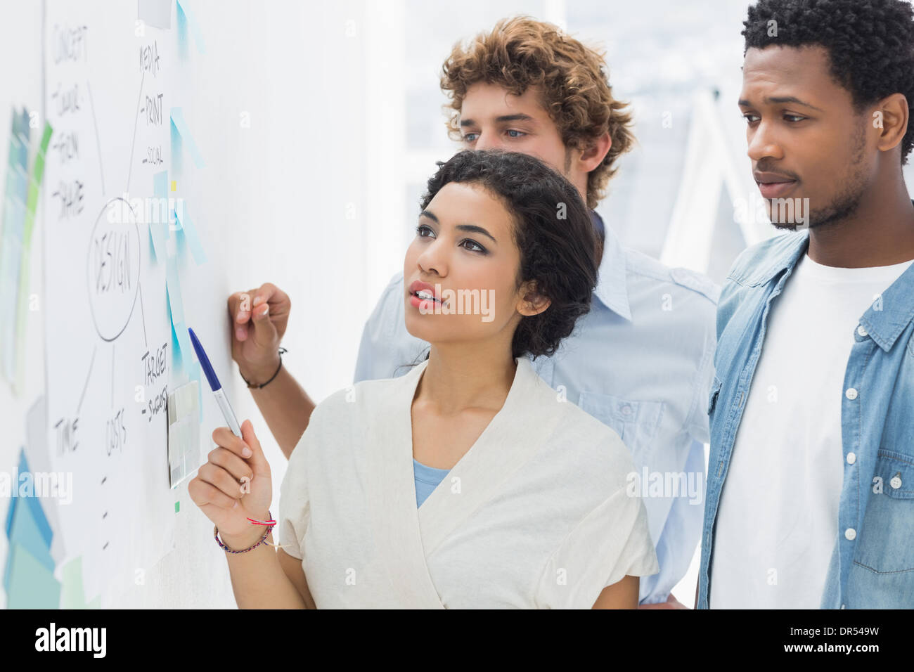 Artists in discussion in front of whiteboard Stock Photo - Alamy