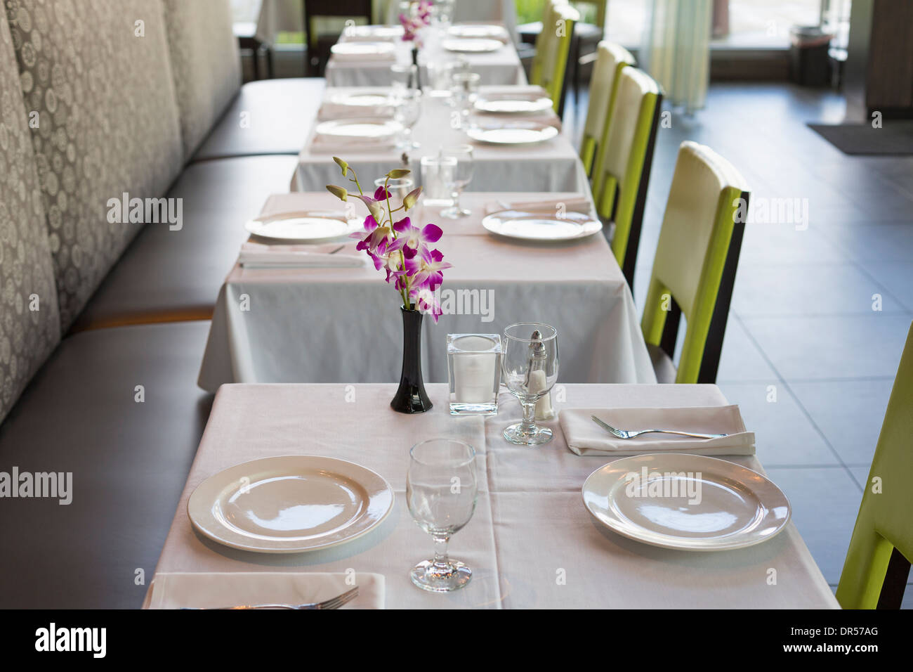 Tables set ready in hi-res stock photography and images - Alamy