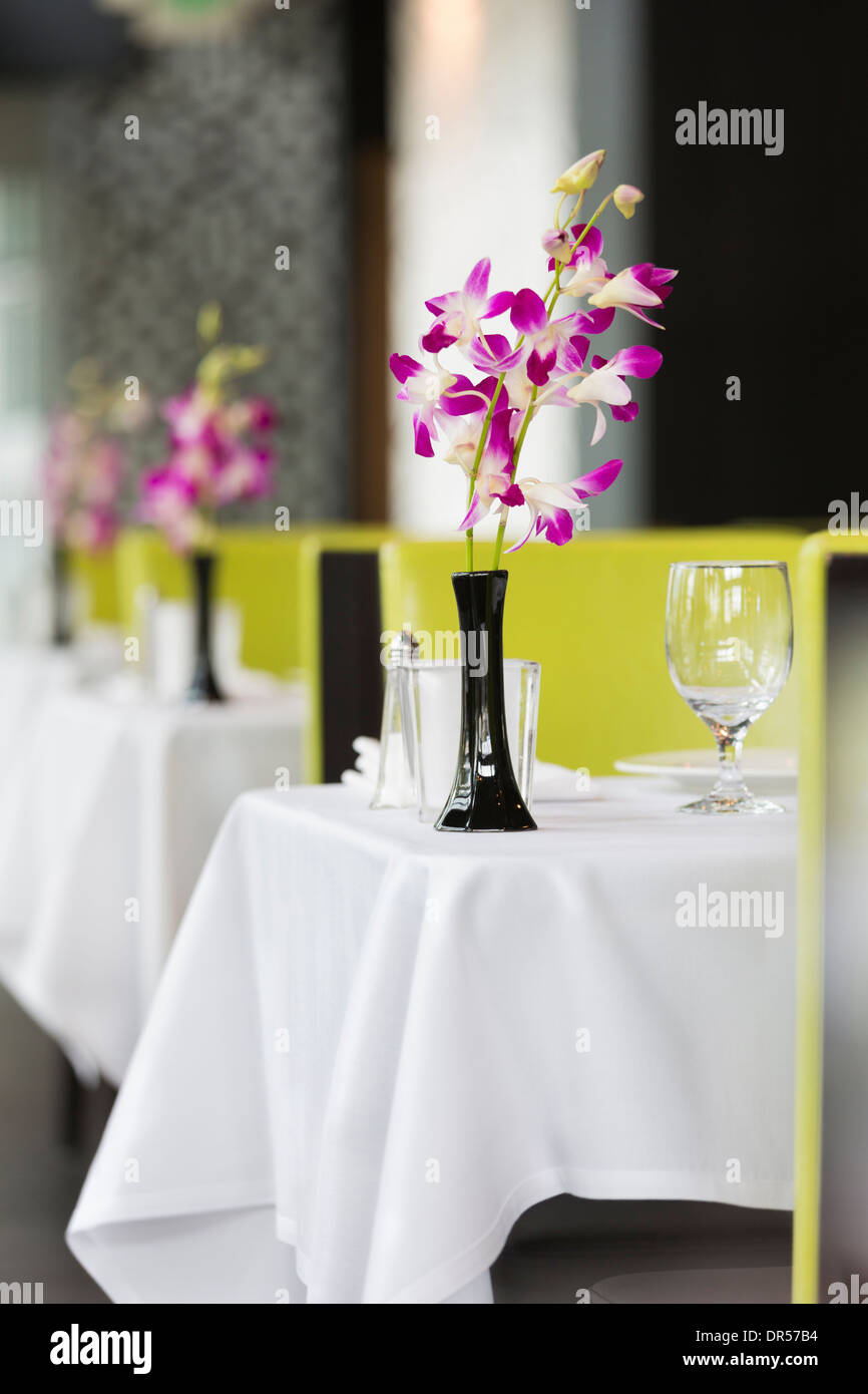 Set tables in Thai restaurant Stock Photo - Alamy