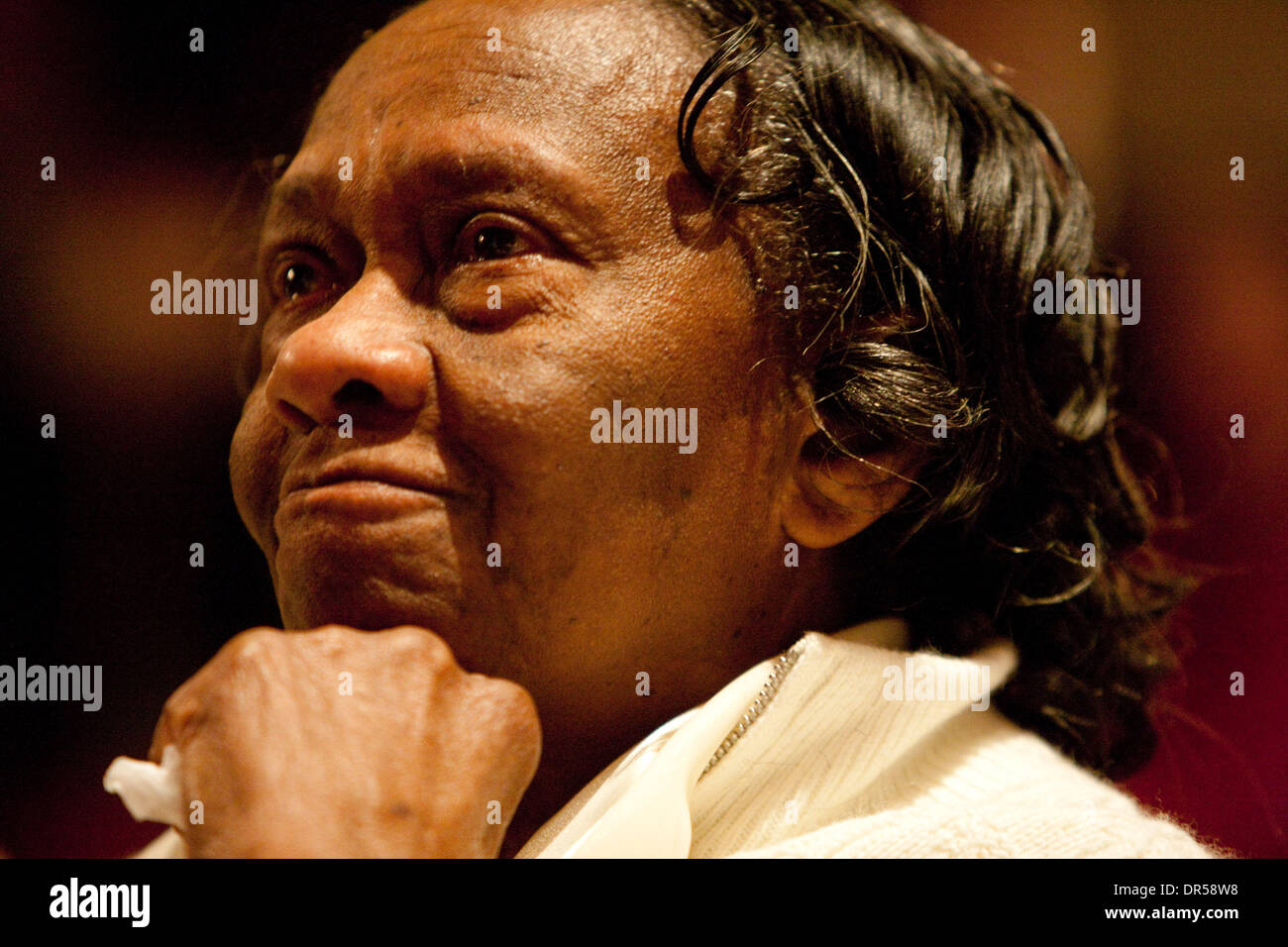 Jan 20, 2009 - Boston, Massachusetts, USA - MARY JOHNSON sheds a tear ...