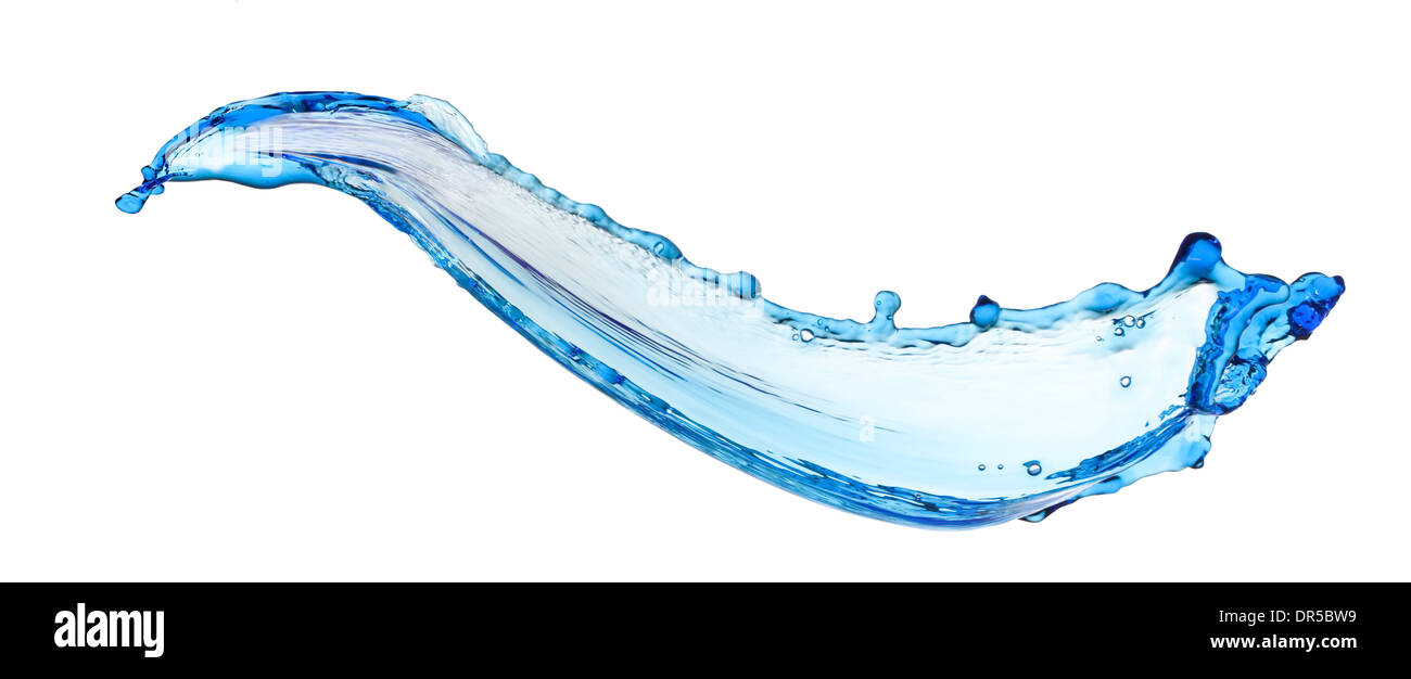 Flying splash blue liquid on a white background Stock Photo - Alamy