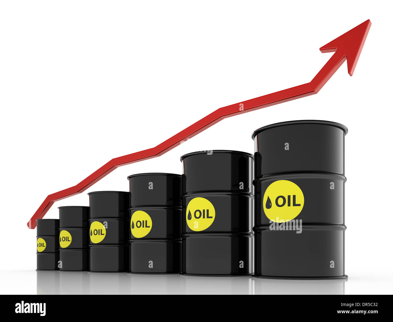 3d render of oil price rise concept. Isolated on white background Stock ...