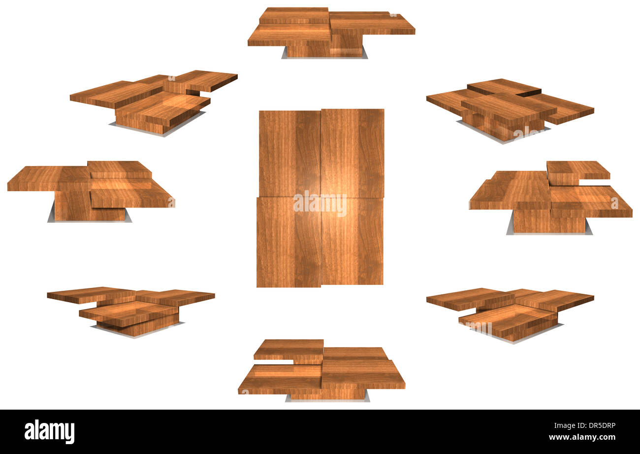All the sides of a coffee table. The 3d plan for each side has ...