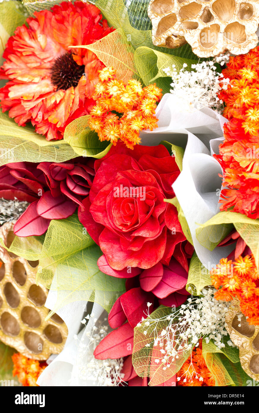Beautiful red artificial flower hi-res stock photography and images - Alamy
