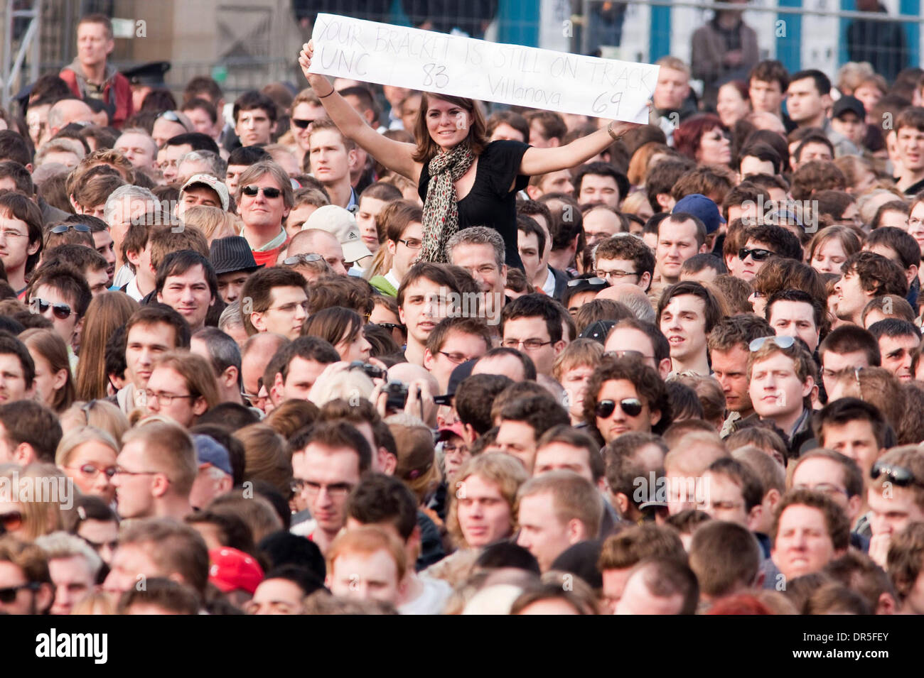 Crowd of people as U.S. President Barack Obama is delivering a speech ...