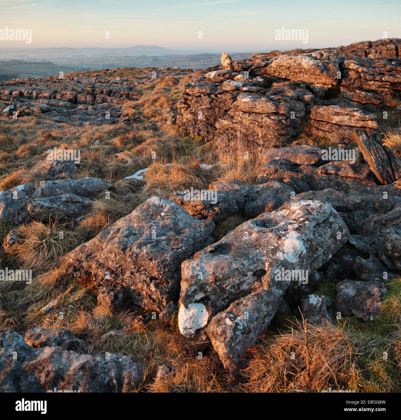 Limestone pavement on Malham Lings in the Yorkshire Dales of England ...