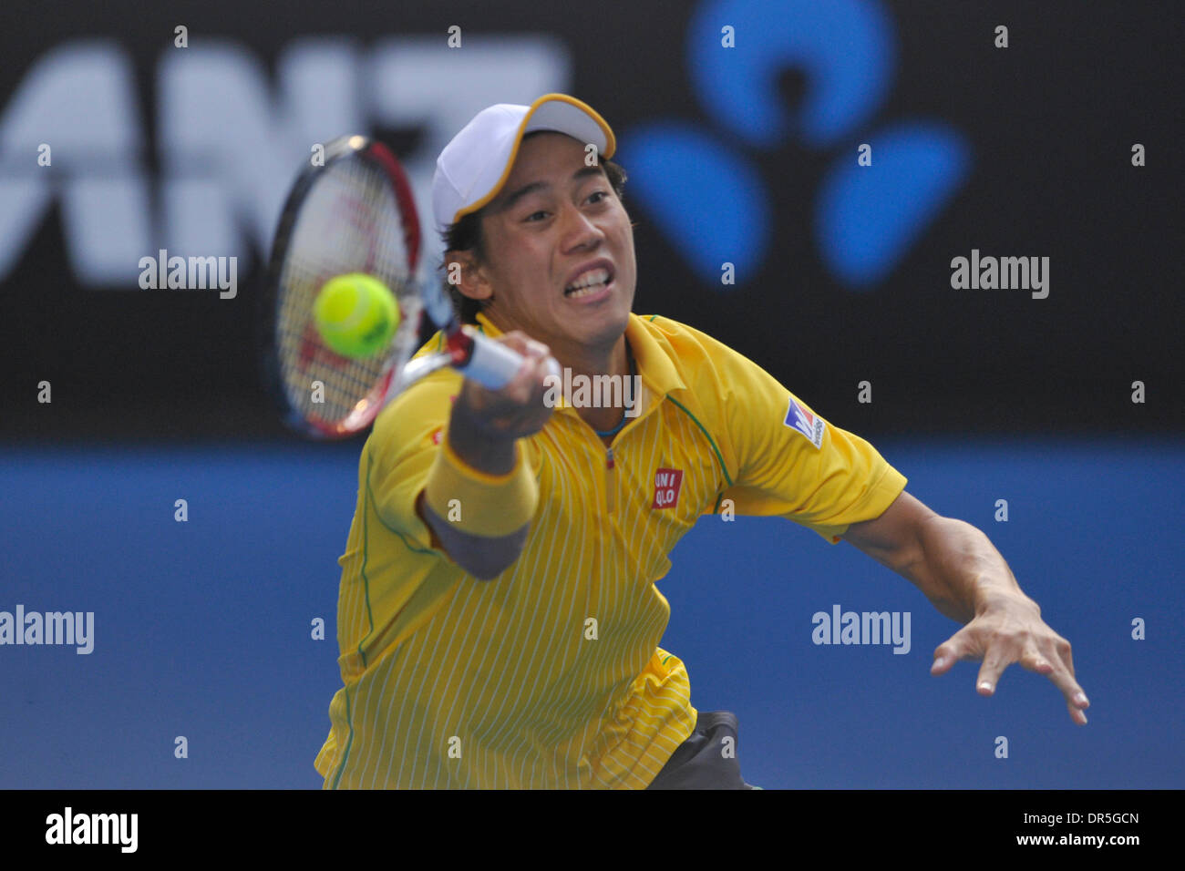 Melbourne, Australia. 20th Jan, 2014. Kei Nishikori of Japan in action ...