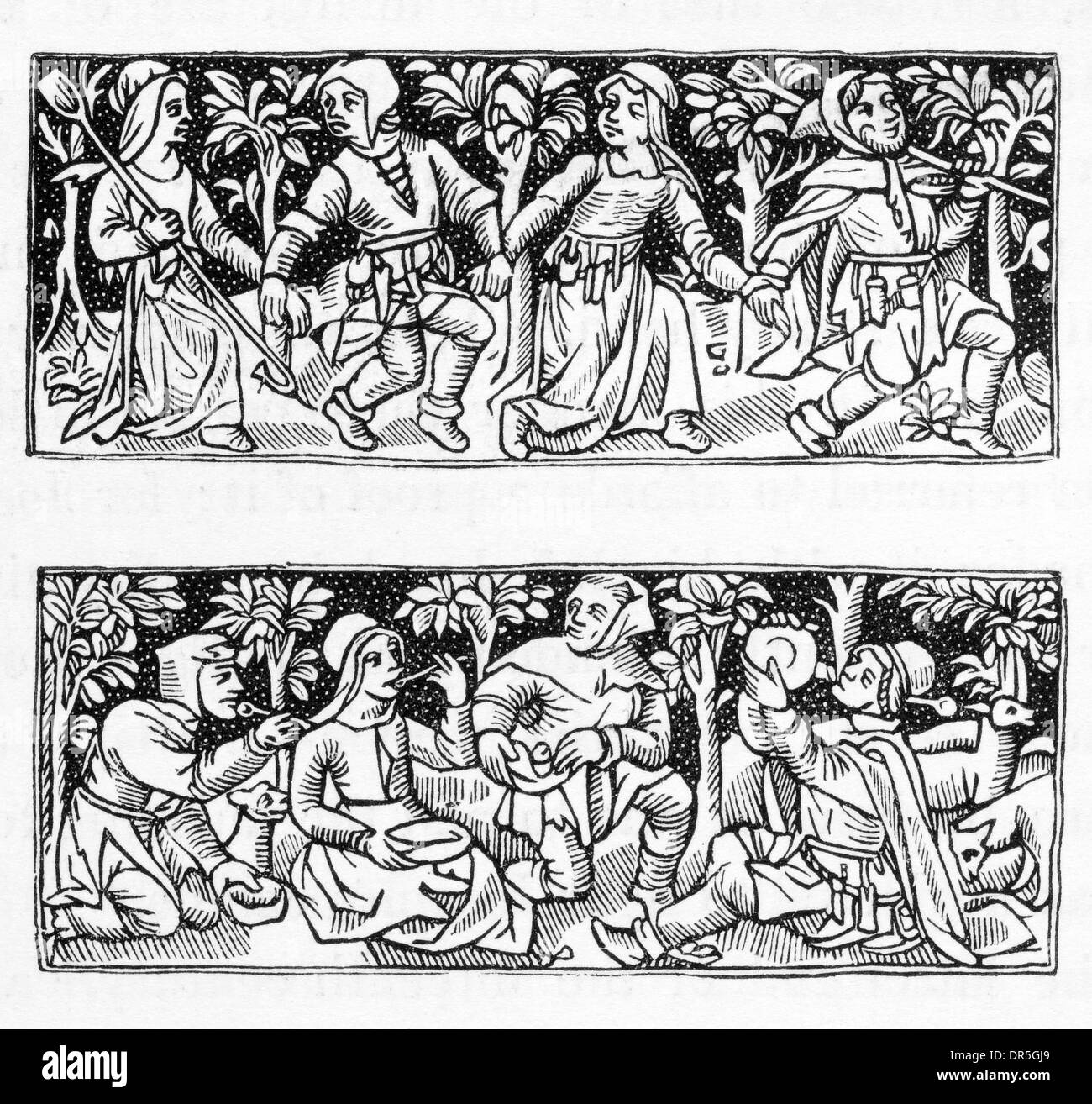 Peasants dancing and regaling, from the Heures a L’Usaige de Chartres ...