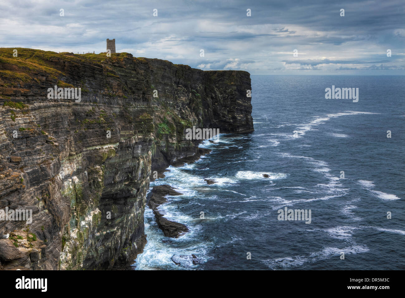 The waves pound against the cliffs at Marwick Head, Orkney, Scotland ...