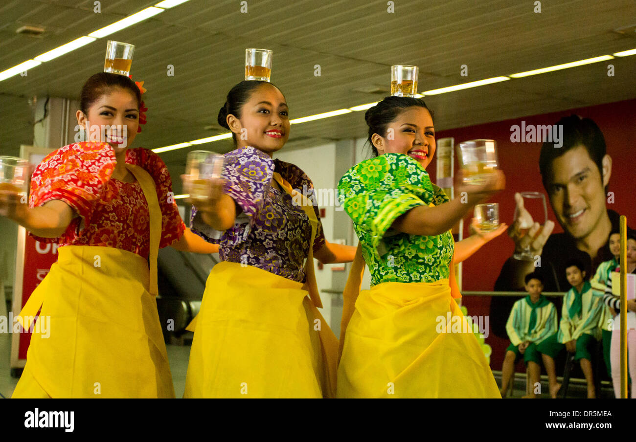 Quezon City, Philippines-January 20, 2014: Flash mob performed folk ...