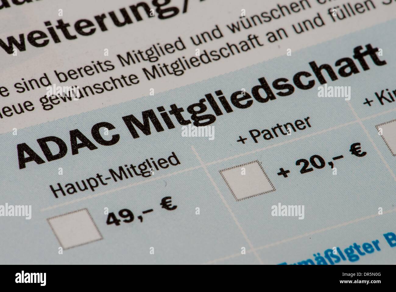 Straubing, Germany. 20th Jan, 2014. (ILLUSTRATION) A membership form of ...