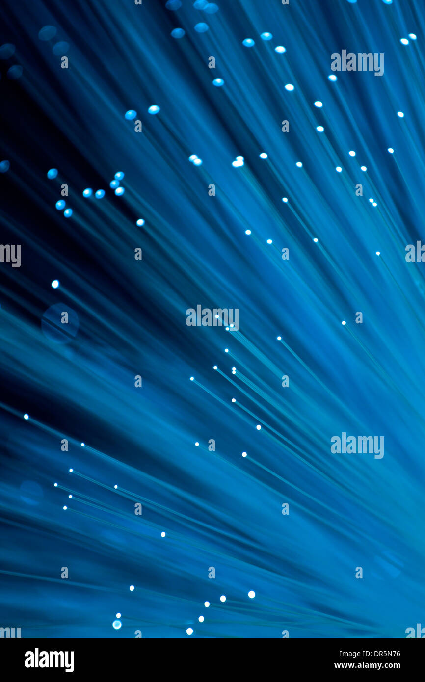 Fiber optics close-up, modern computer communication technology Stock ...