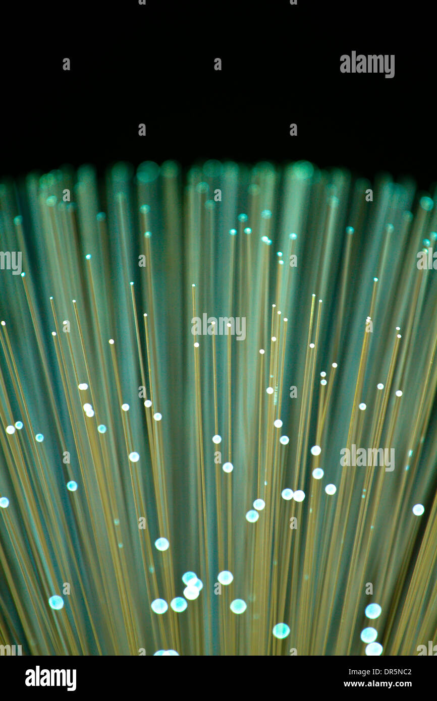 Fiber optics close-up, modern computer communication technology Stock ...