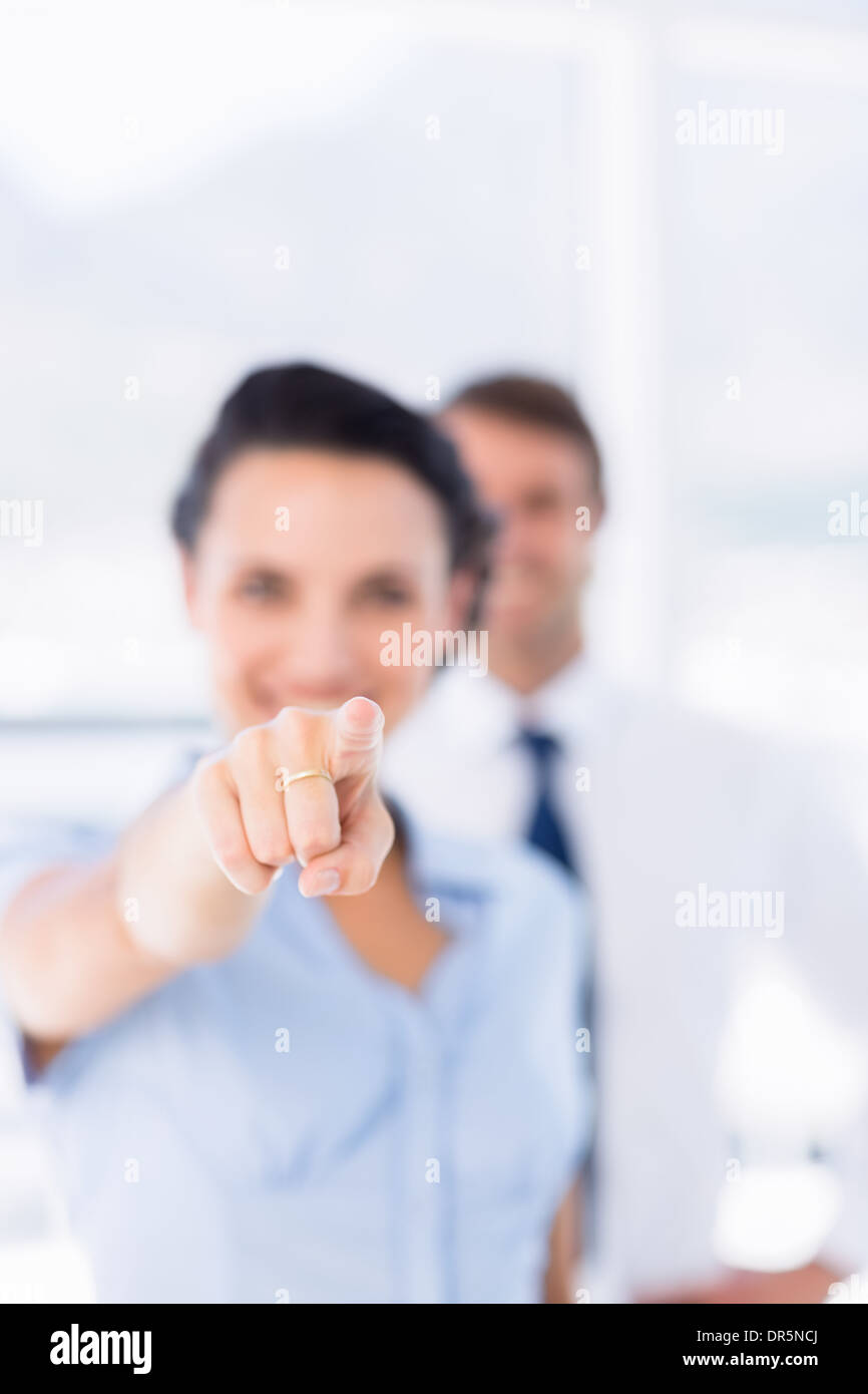 Woman pointing camera in hi-res stock photography and images - Alamy