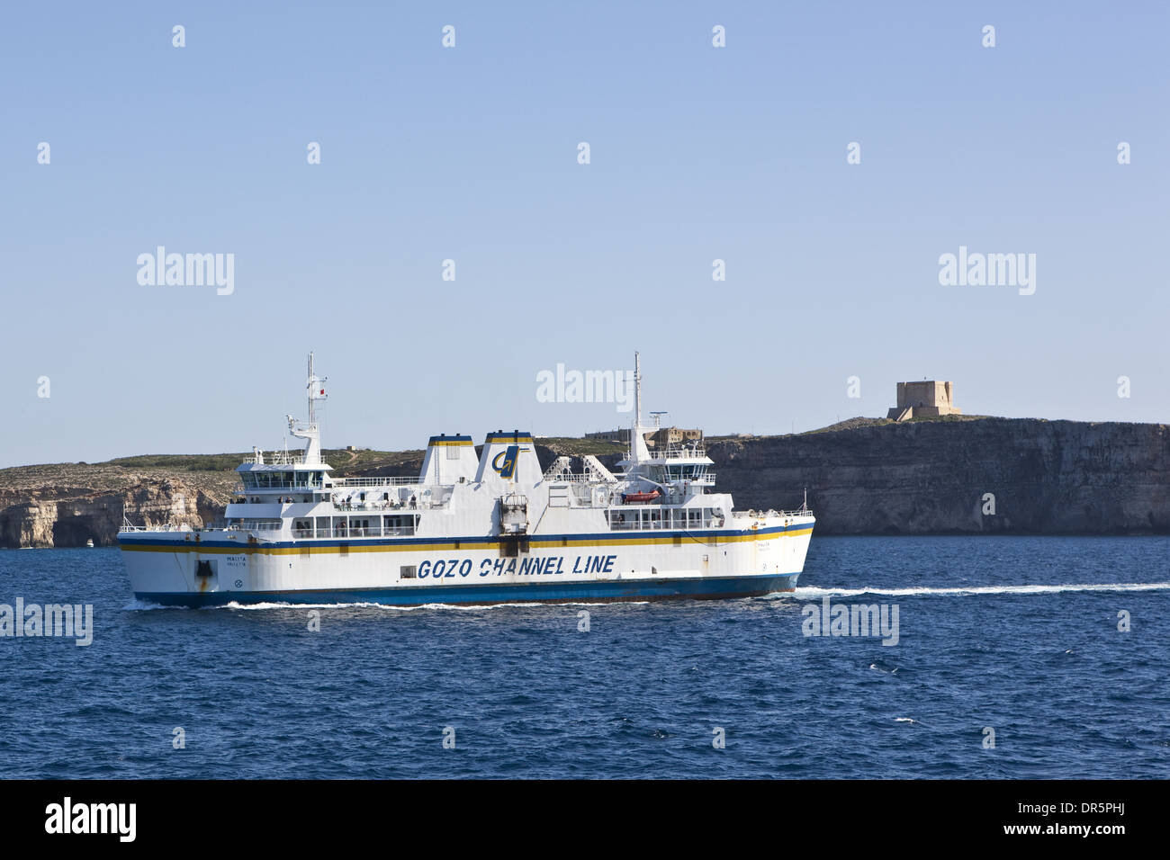 Malta, Ferry between Malta and Gozo with Island Comino Stock Photo - Alamy