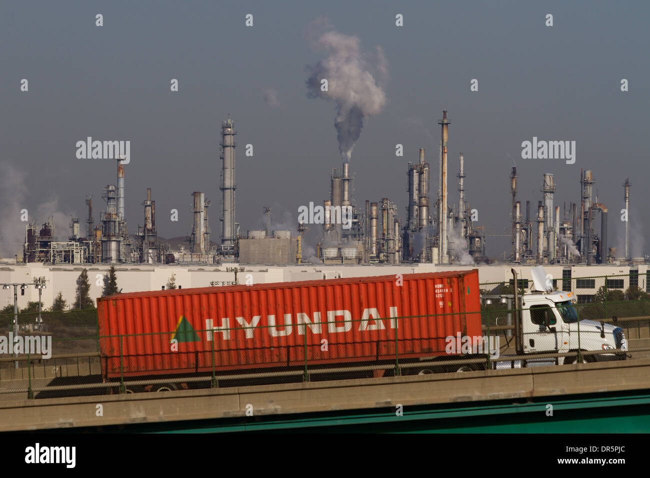 USA California, Los Angeles, port, oil refinery & truck Stock Photo - Alamy