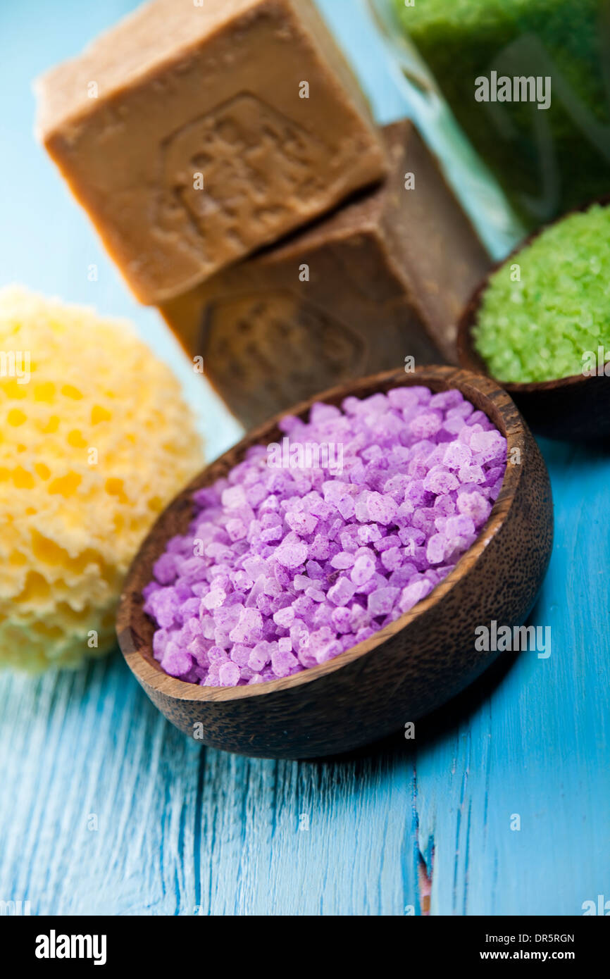 Natural bath salt, organic products, Spa Stock Photo - Alamy