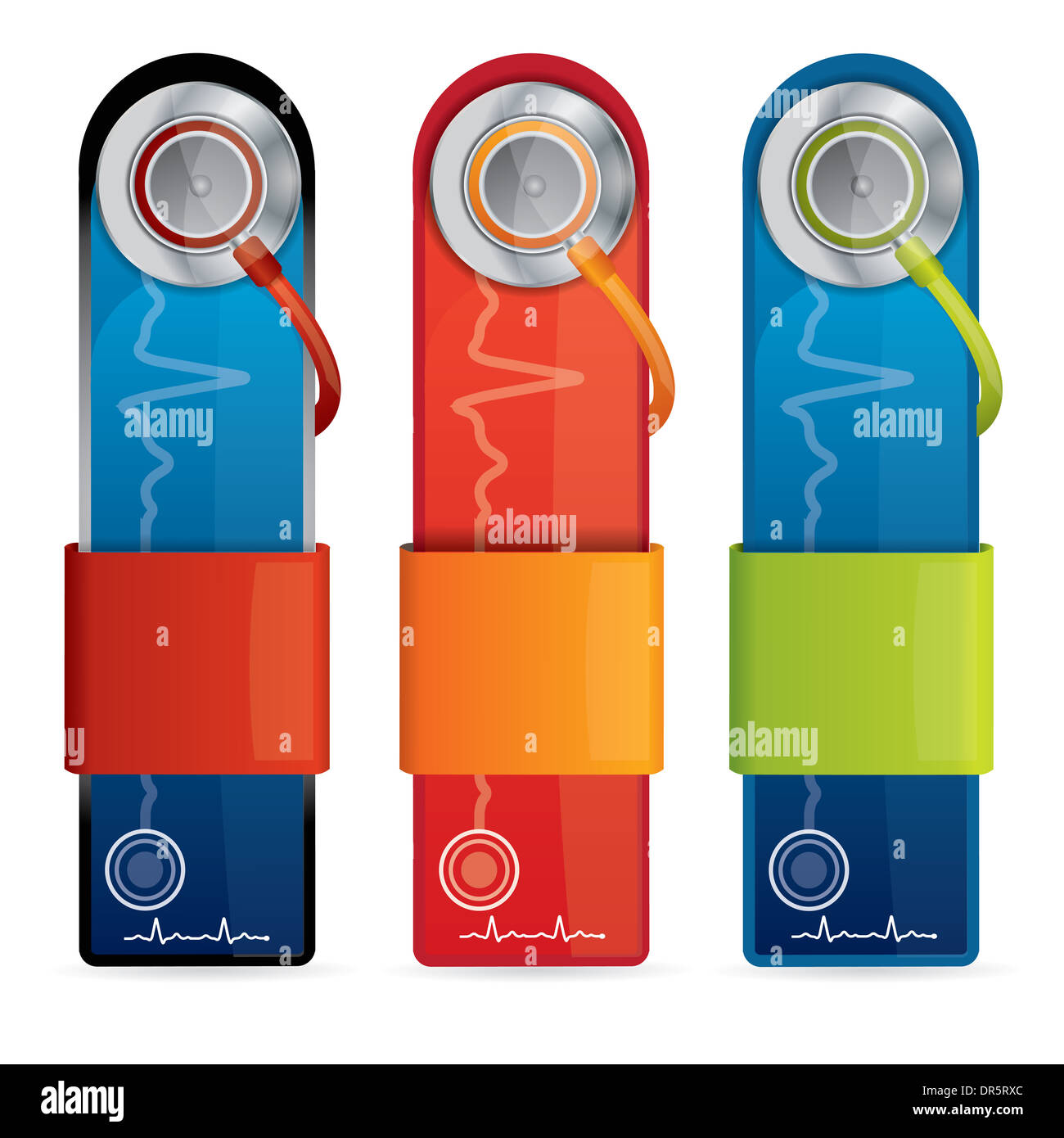 Vertical medical banners with stethoscope in vibrant color variations ...