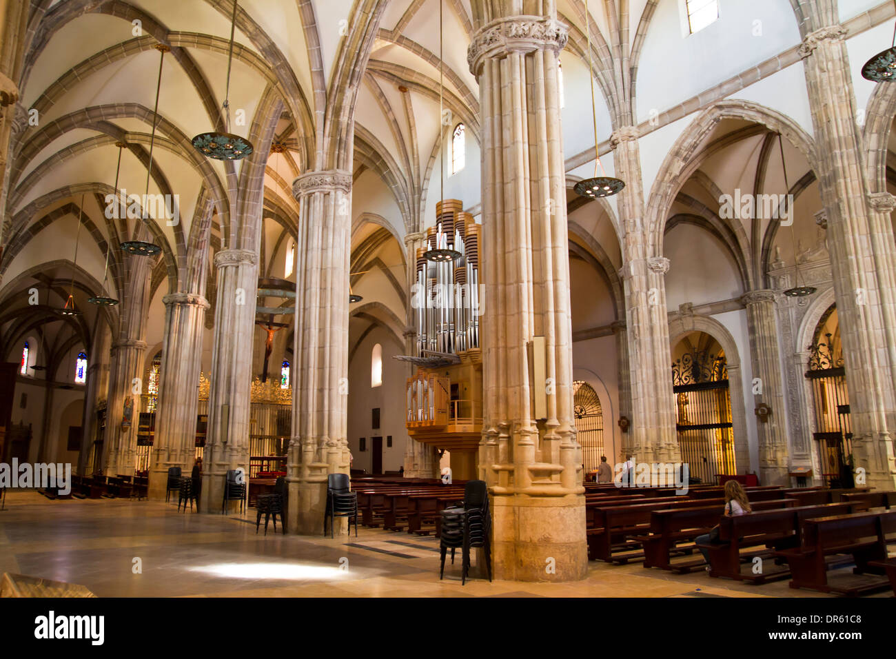 Cathedral nave, a space with Gothic-style columns Stock Photo - Alamy