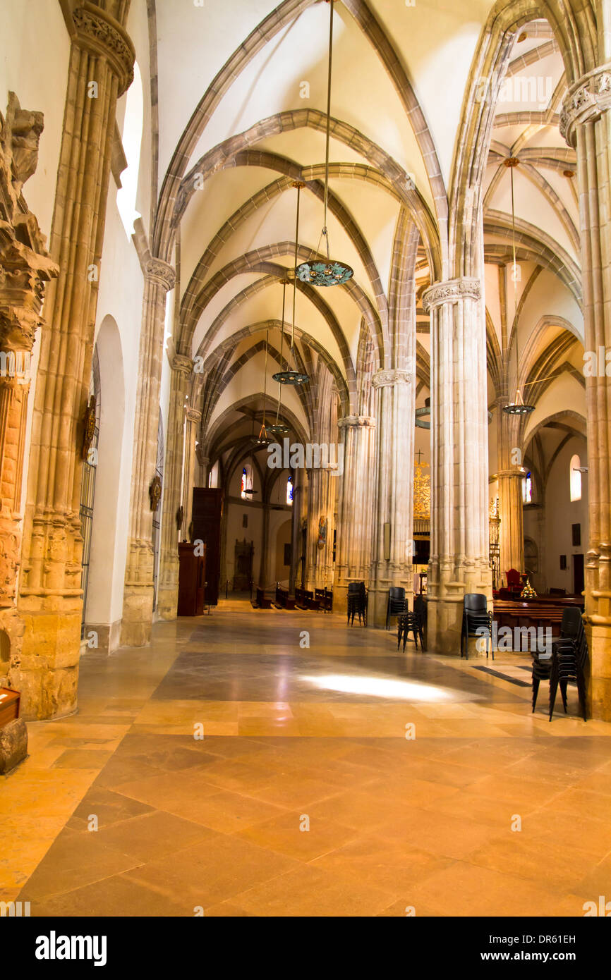 Cathedral nave, a space with Gothic-style columns Stock Photo - Alamy