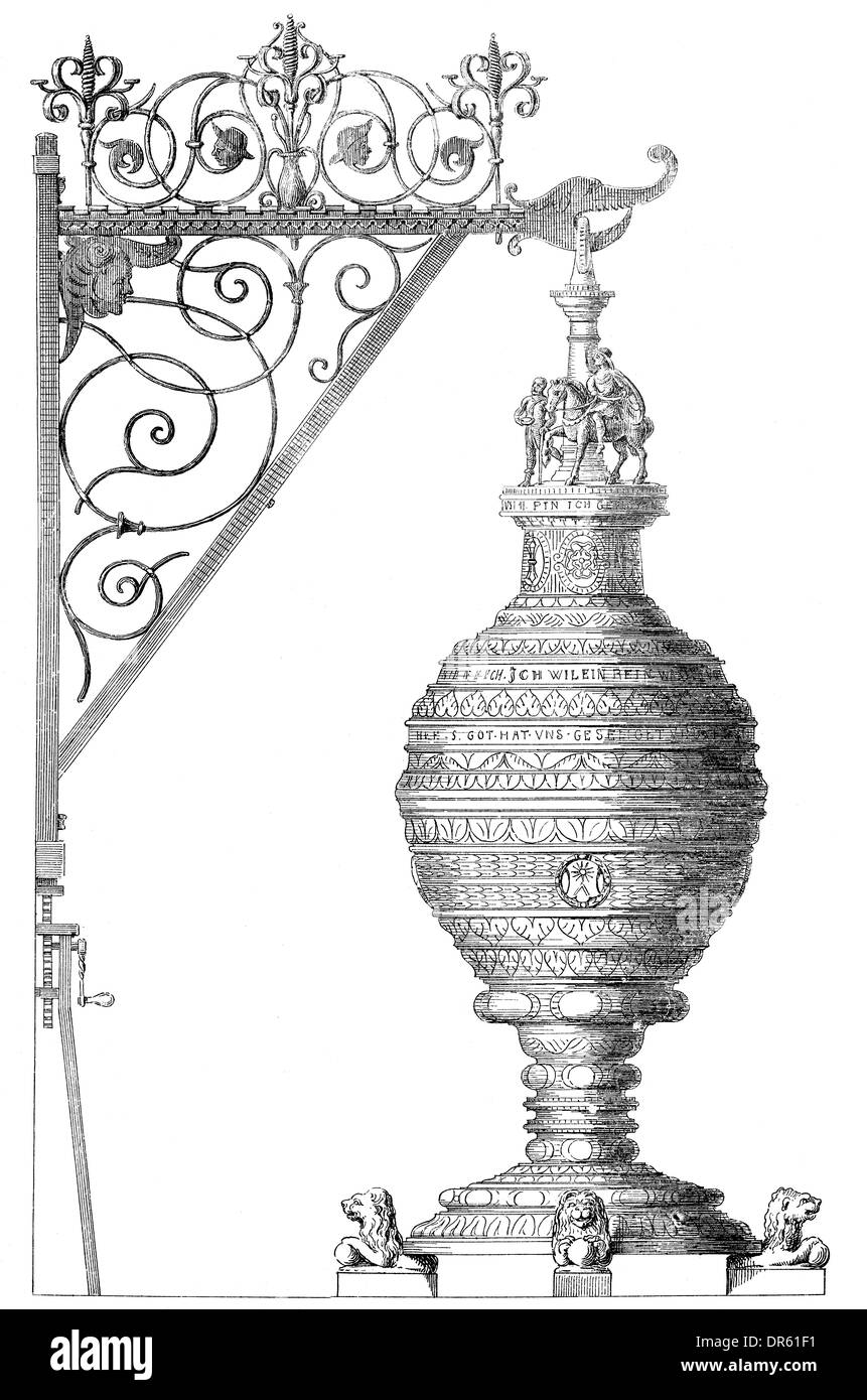 German Renaissance style, 16th century, old Baptismal font of the Stock ...