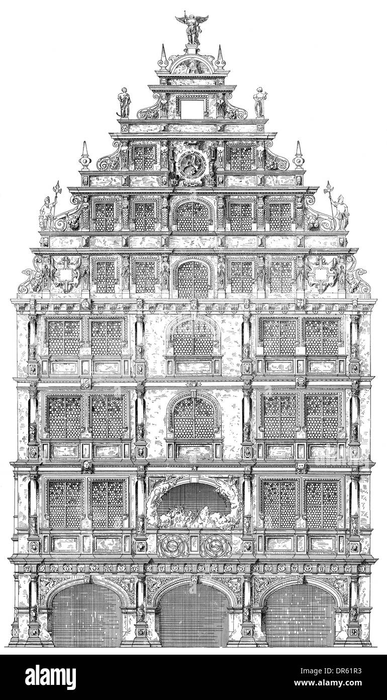 German Renaissance style, historical illustration from the 19th Century ...