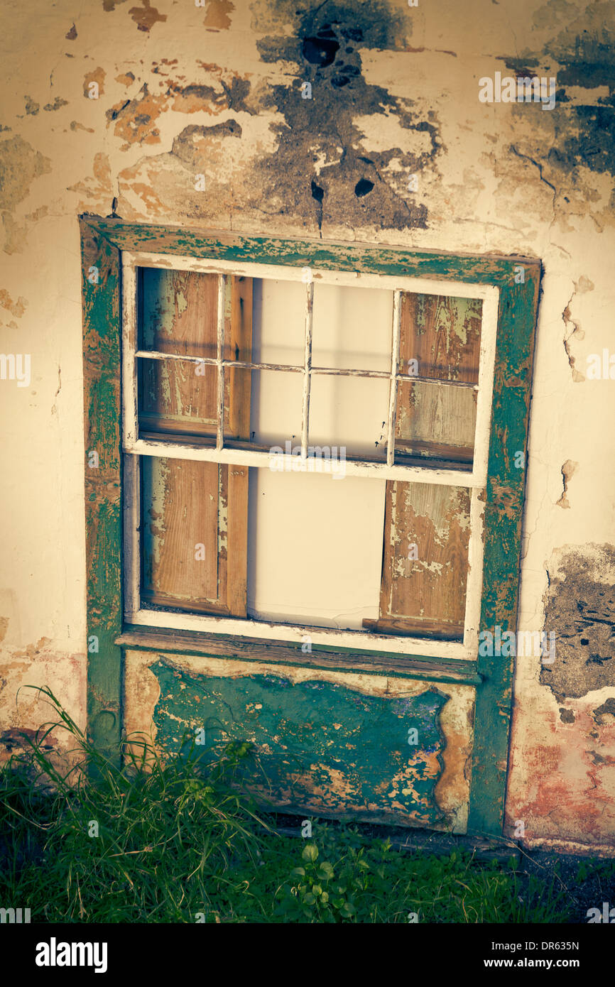 Window without glass in run down old abandoned house in Santa cruz, La ...