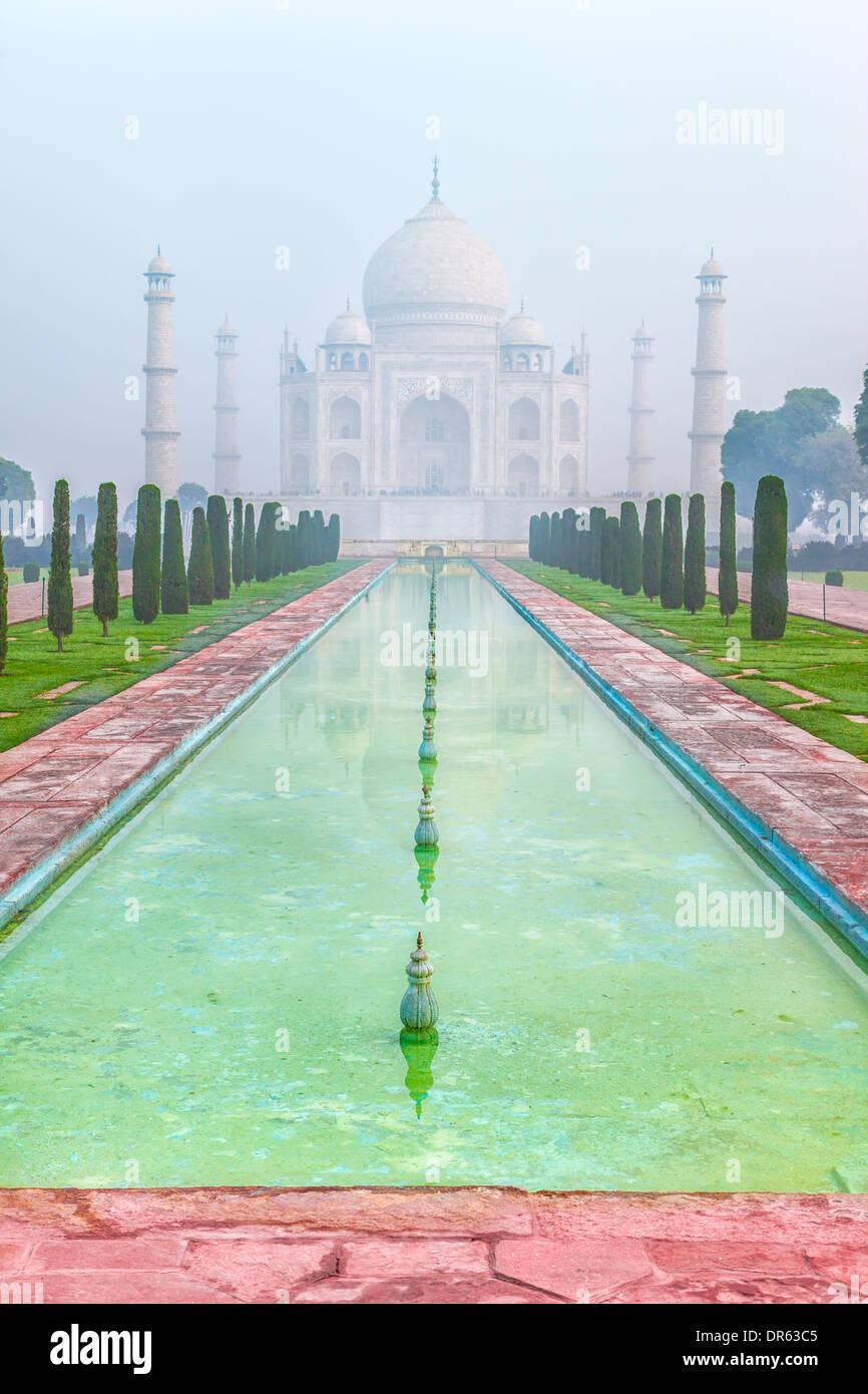 Taj Mahal in India in pale morning mist Stock Photo - Alamy
