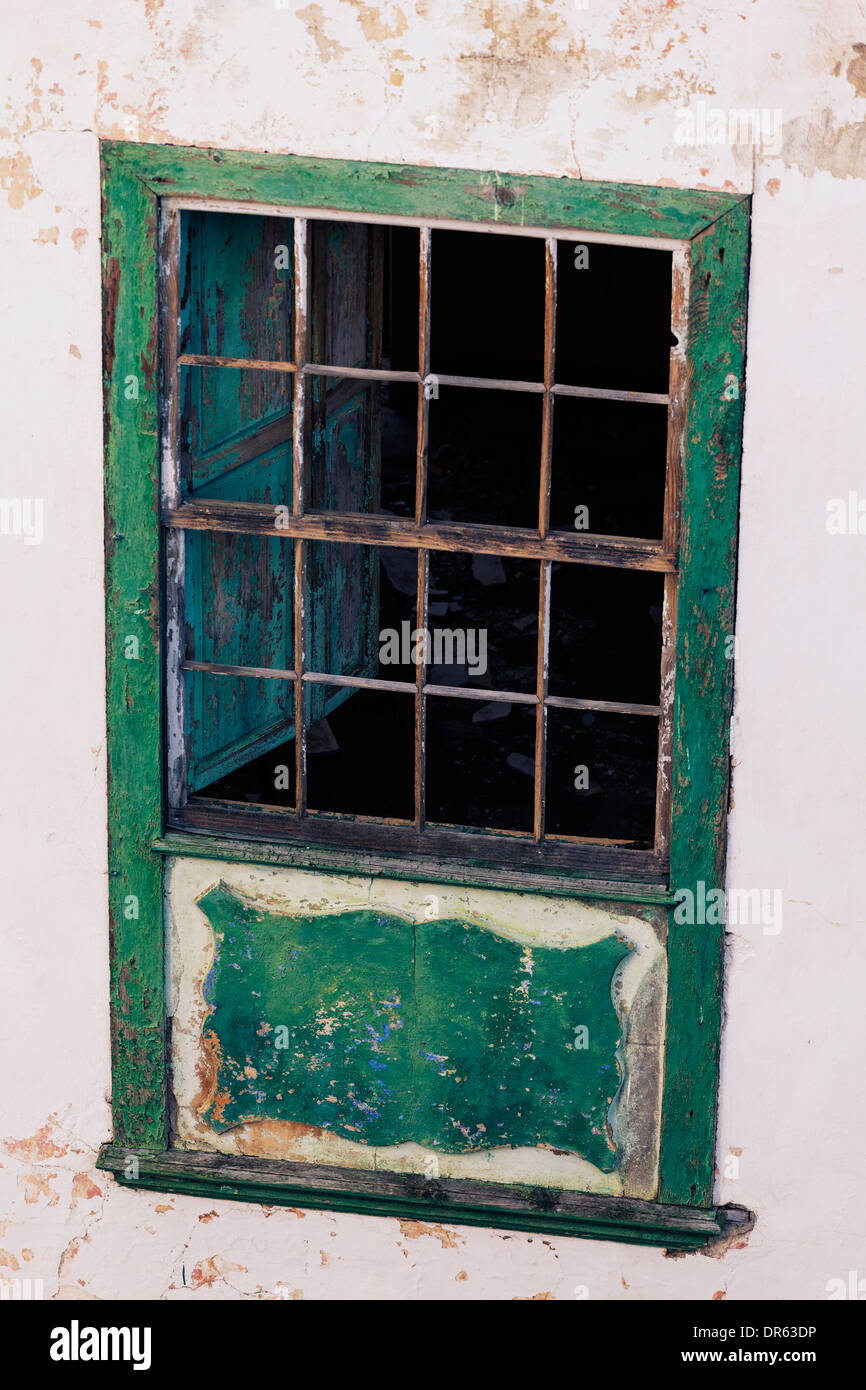 Window without glass in run down old abandoned house in Santa cruz, La ...