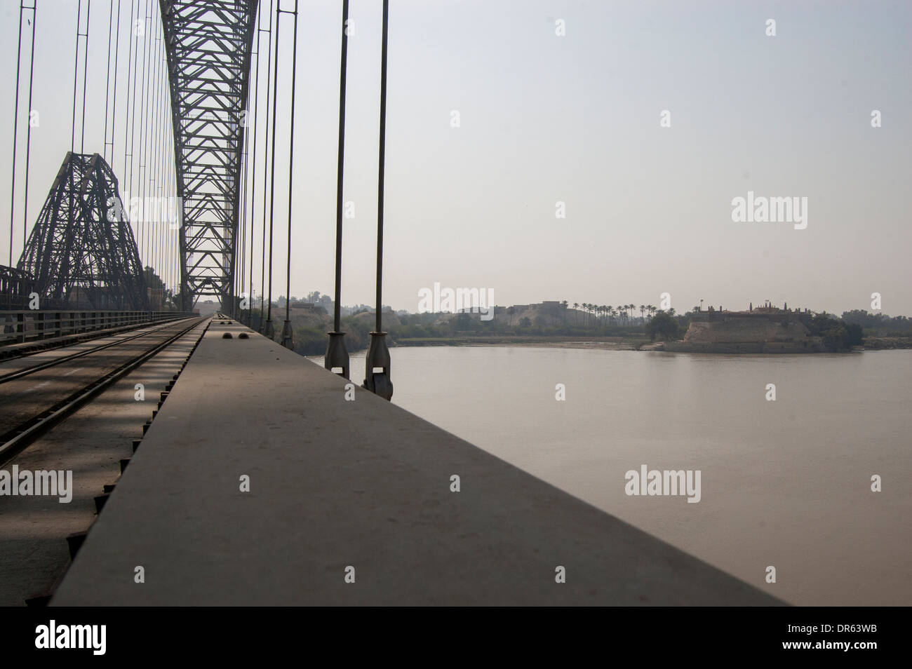 Rail Road Bridge over River Indus, Sukkr, Sindh, Pakistan Stock Photo ...