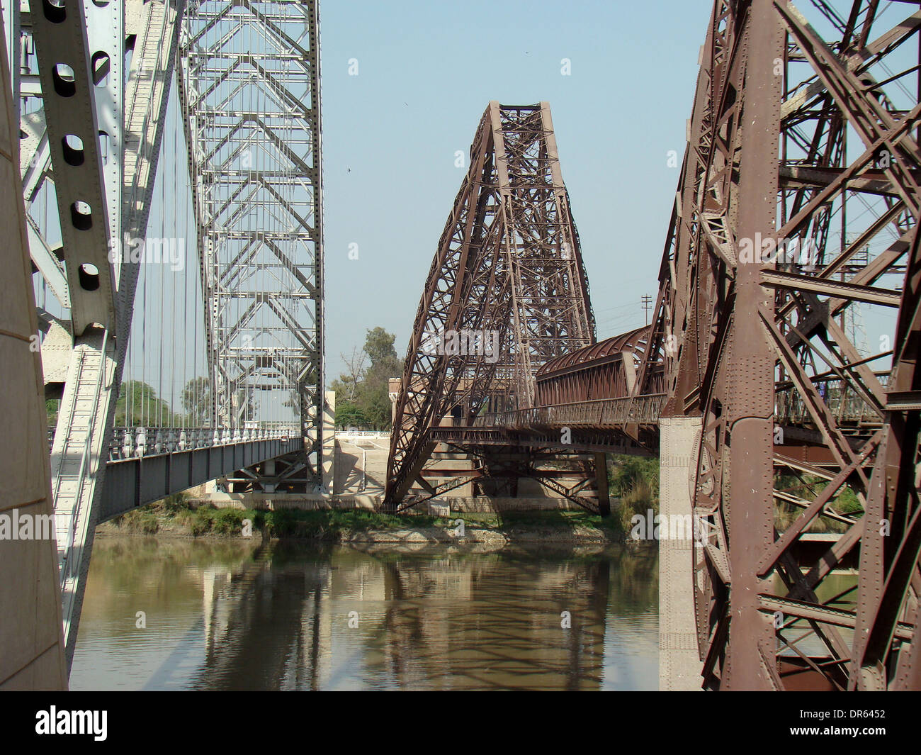 Rail Road Bridge over River Indus, Sukkr, Sindh, Pakistan Stock Photo ...