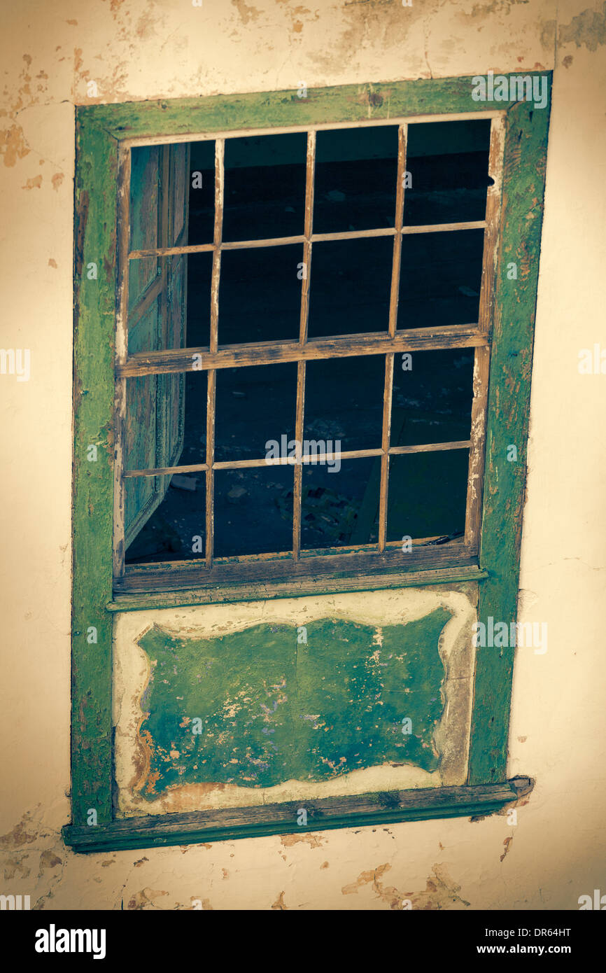 Window without glass in run down old abandoned house in Santa cruz, La ...