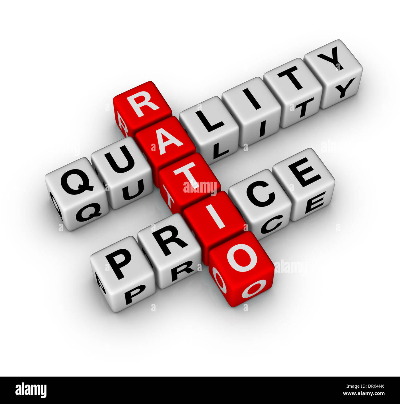 Quality and Price Ratio cubes crossword series Stock Photo - Alamy