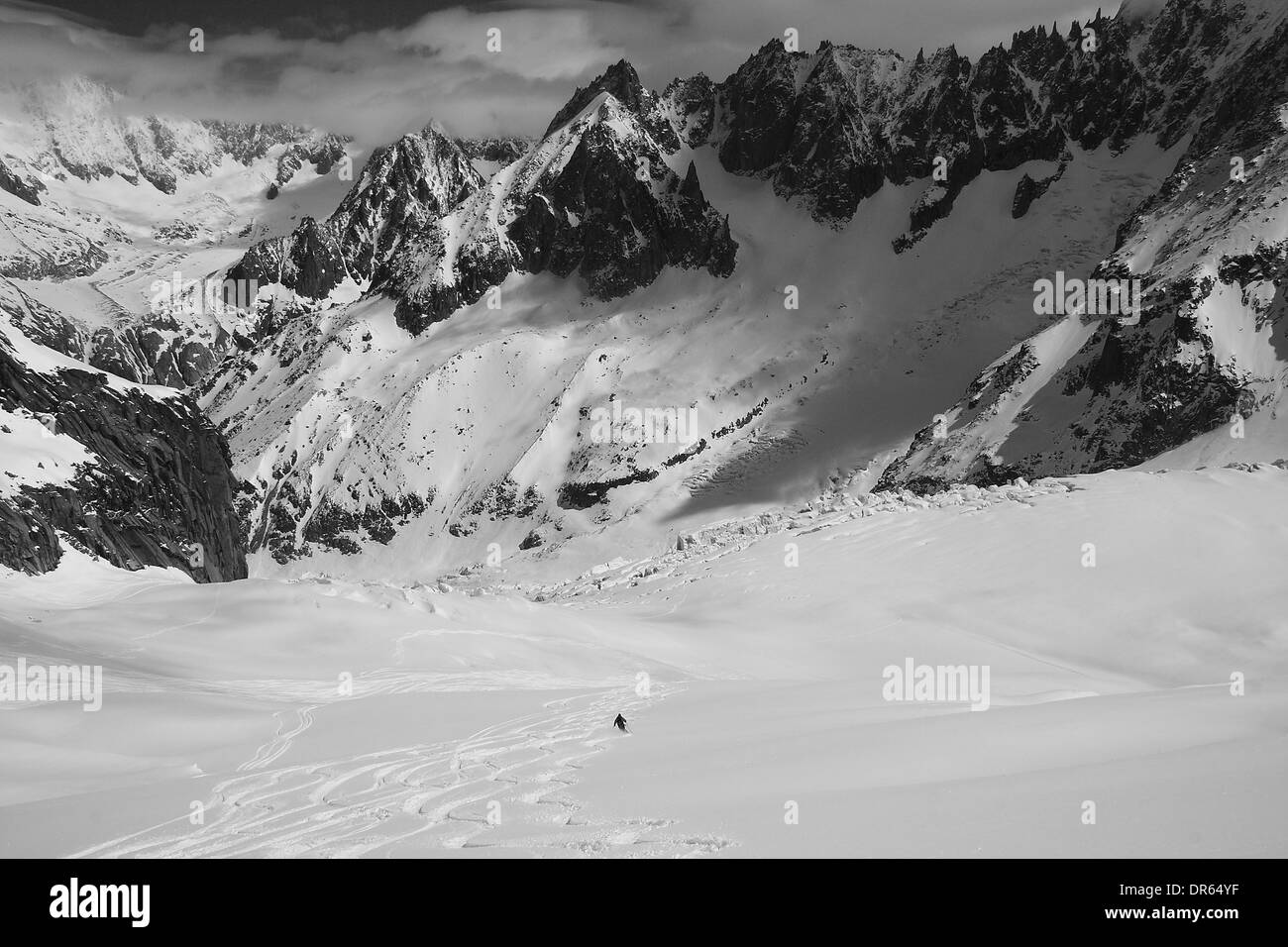 Off track skiing Black and White Stock Photos & Images - Alamy