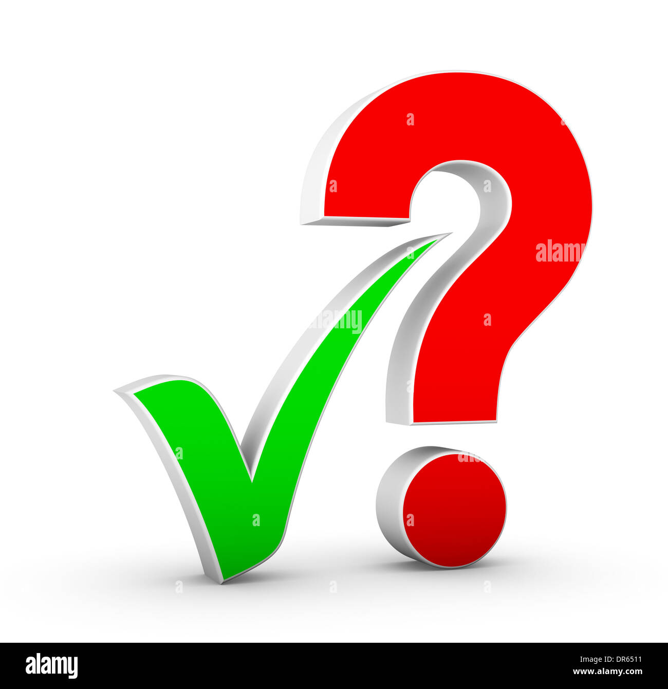 red question mark and green check mark Stock Photo - Alamy