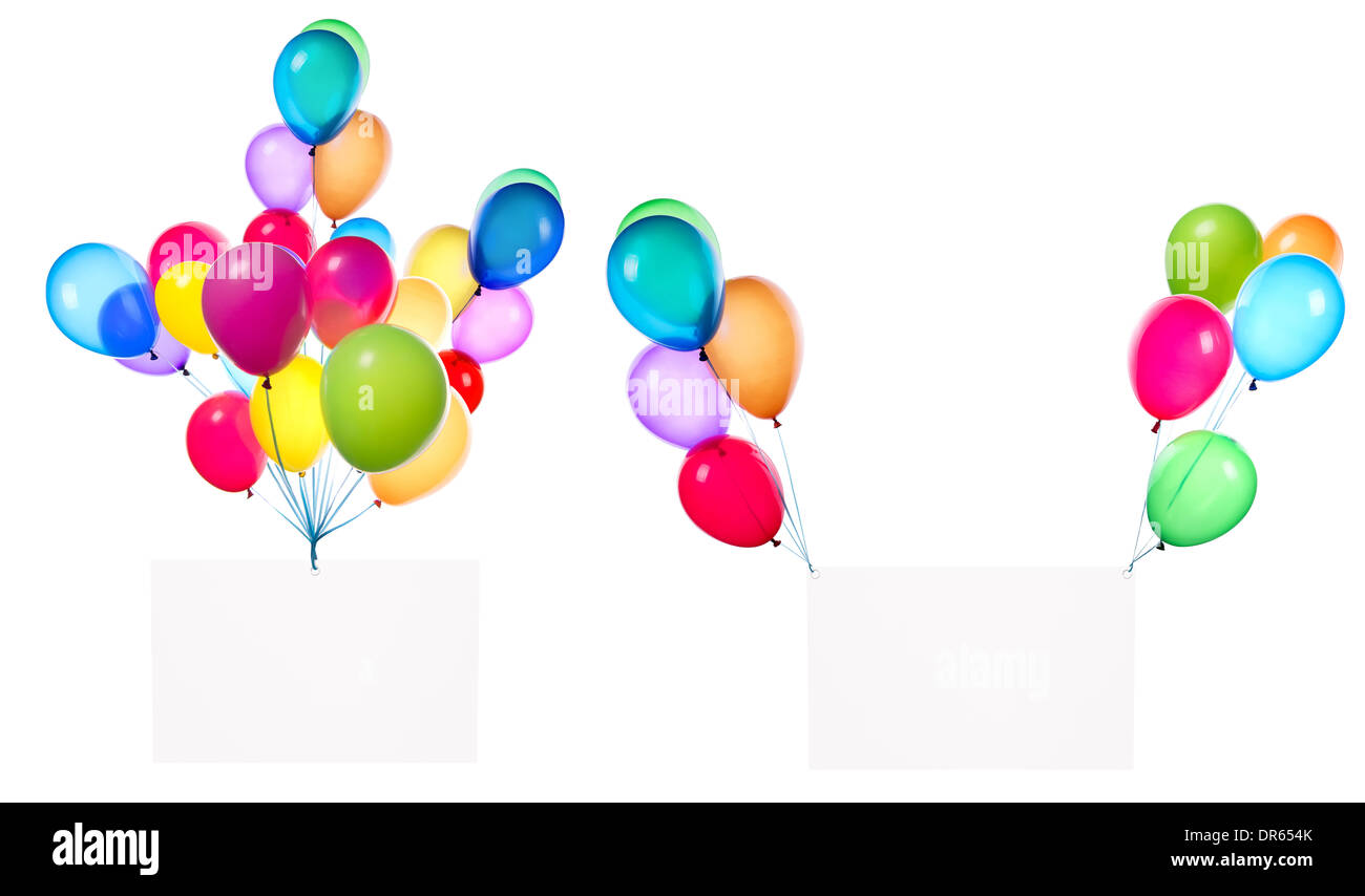 Holiday banners with colorful balloons isolated on white Stock Photo ...