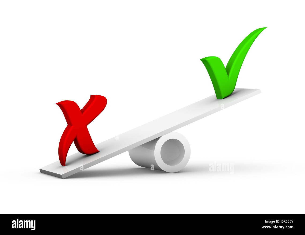 positive and negative check marks on seesaw Stock Photo - Alamy