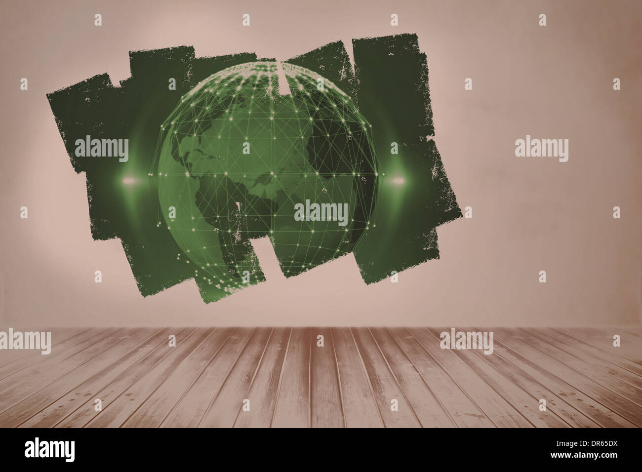 Display on wall showing global technology graphic Stock Photo - Alamy